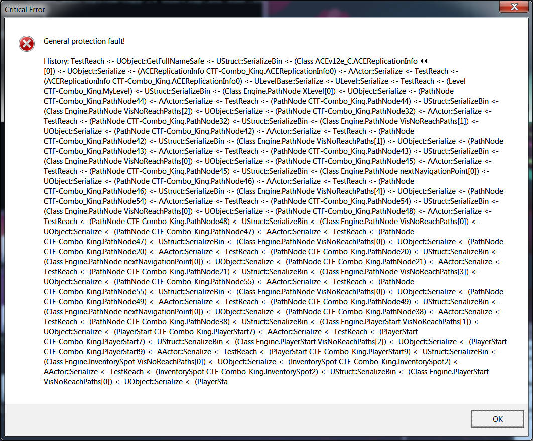 [469c] CRASH - Critical Error - General protection fault ! (ACE) · Issue #1260 · OldUnreal ...