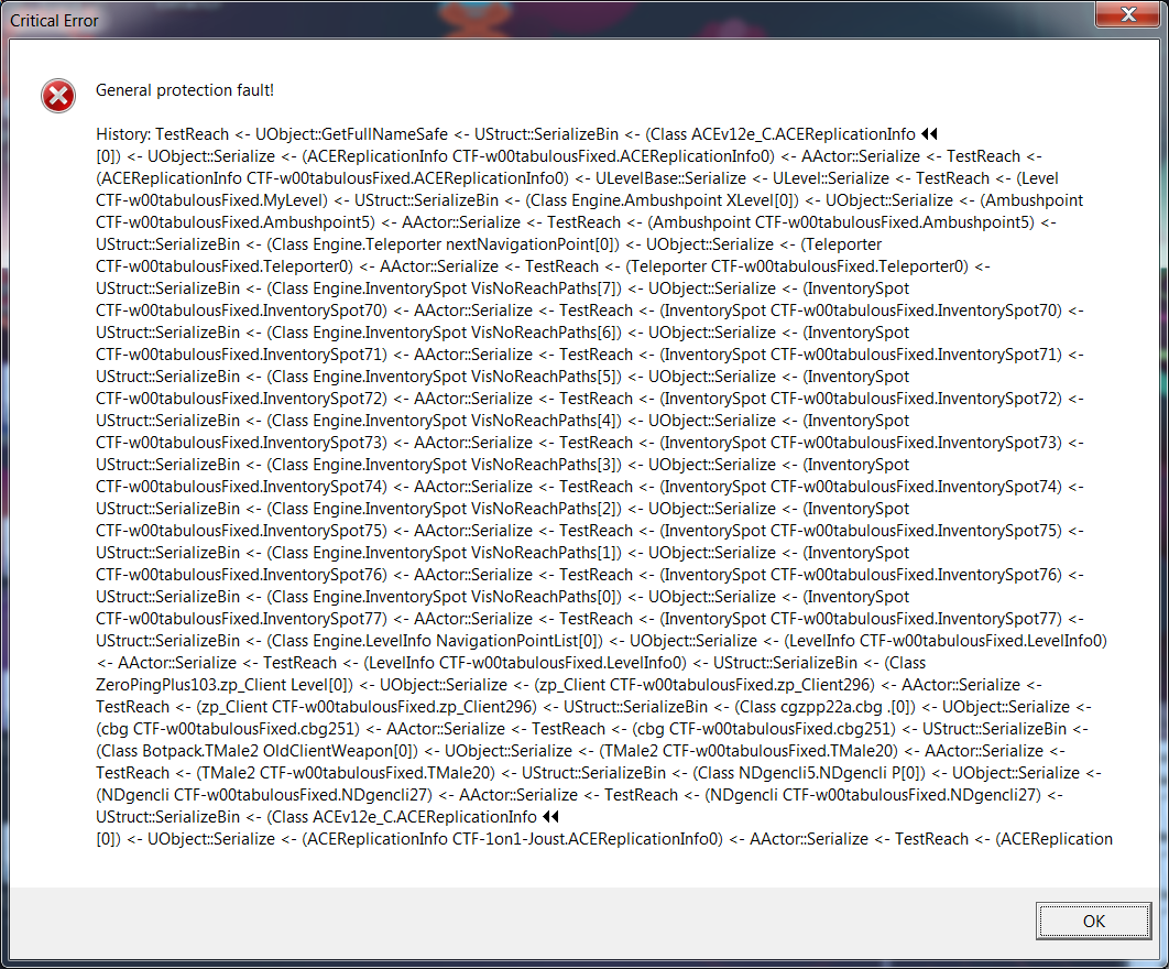 [469c] CRASH - Critical Error - General protection fault ! (ACE) · Issue #1260 · OldUnreal ...