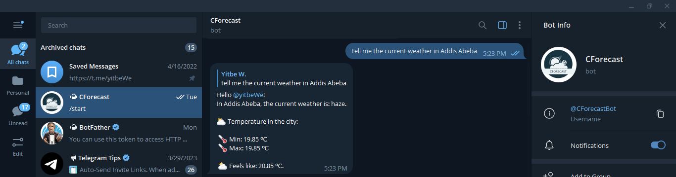 GitHub - yitbehisbro/CForecast: Chatbot-based current, upcoming, and ...