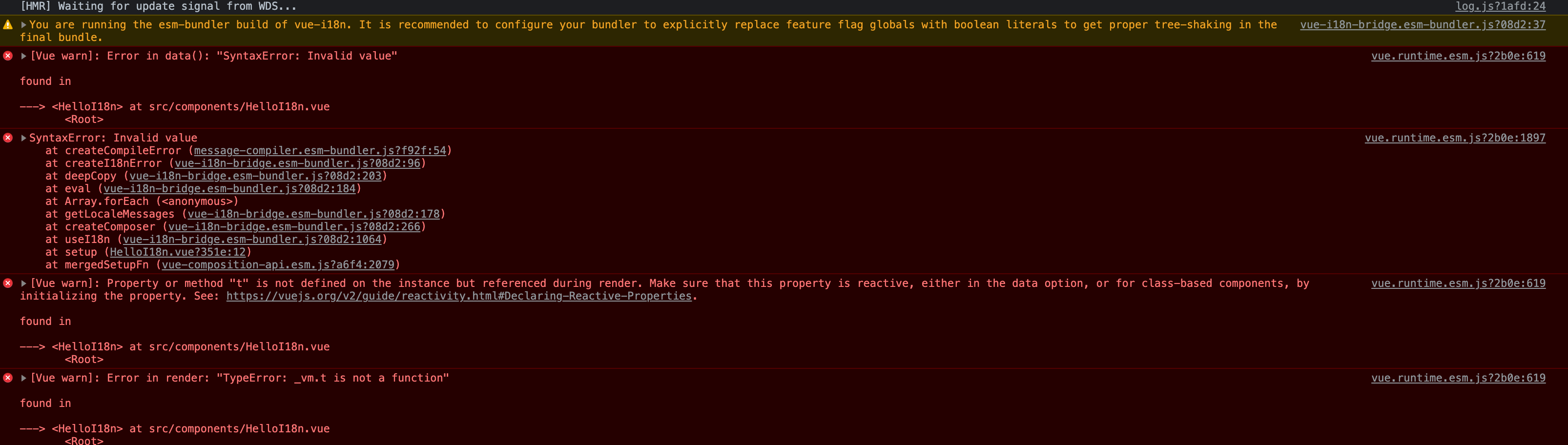 Vue I18n Bridge Vue Warn Error In Data Syntaxerror Invalid 0722