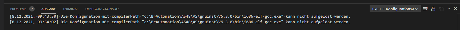 Unable to resolve configuration with compilerPath "**/xxx-yyy-gcc.exe" when -W build option is ...