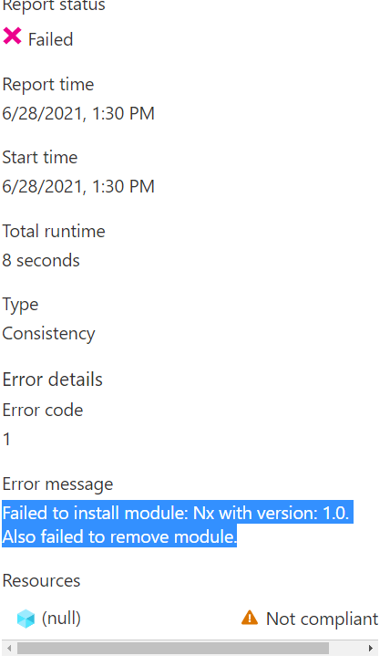 RedHat: LCM Error message Failed to install module: Nx with version: 1.0. Also failed to remove ...