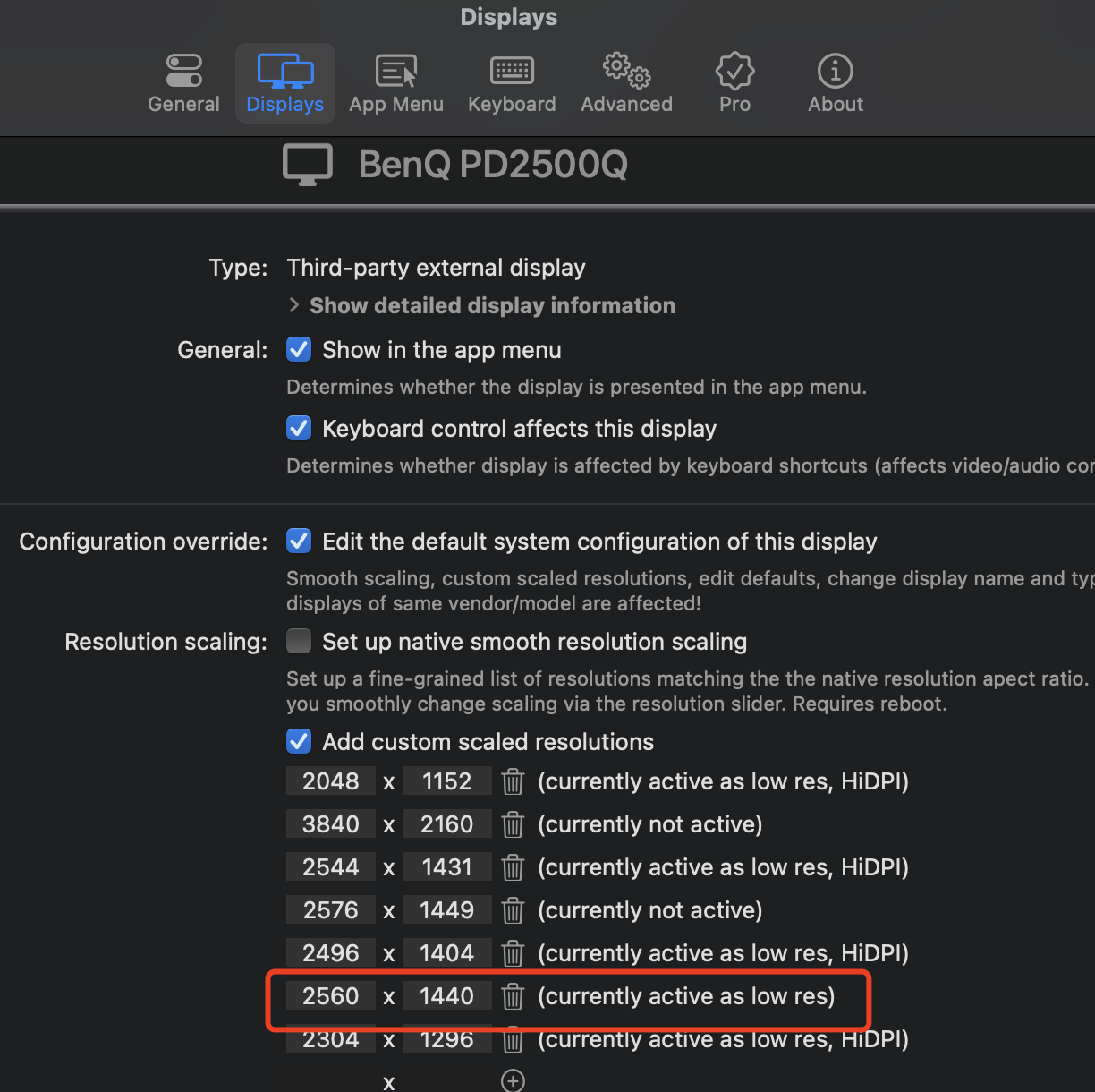 "2560*1440" not created HiDPI to macOS 12.5 · Issue #1000 · waydabber/BetterDisplay · GitHub