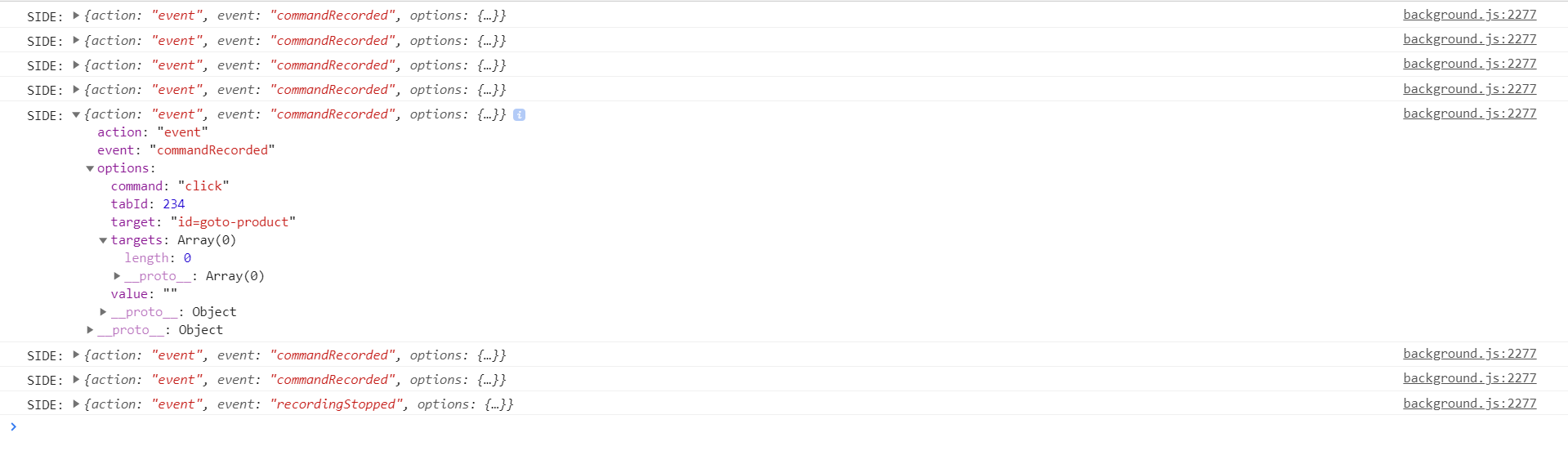 empty targets array in plugin on commandRecorded event · Issue #1020 · SeleniumHQ/selenium-ide ...