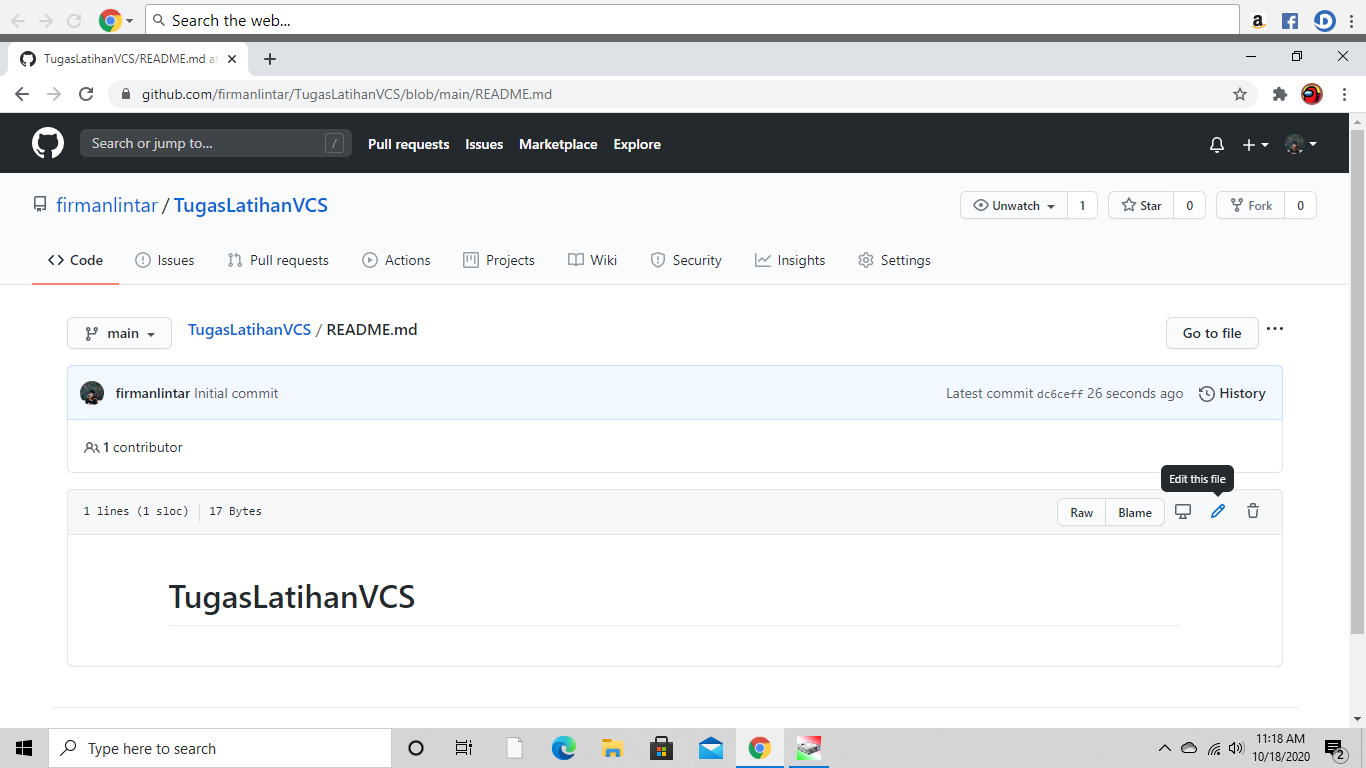GitHub - firmanlintar/TugasLatihanVCS