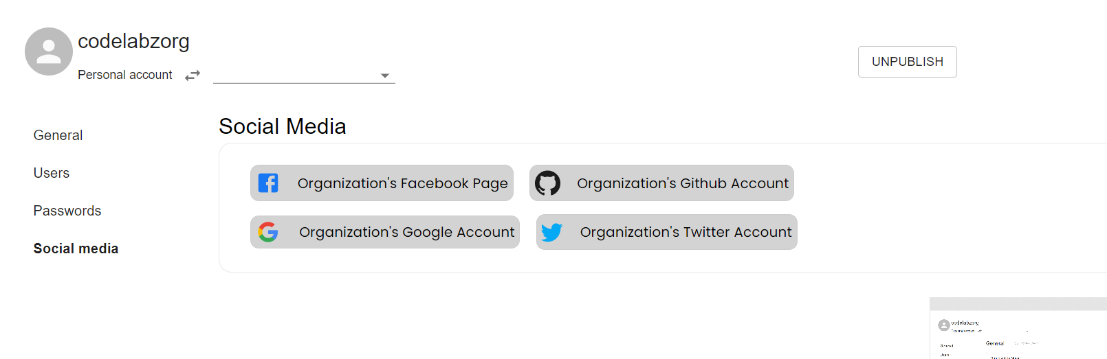Implement “Connect Social Media” Buttons for Users and Organization · Issue #453 · scorelab ...