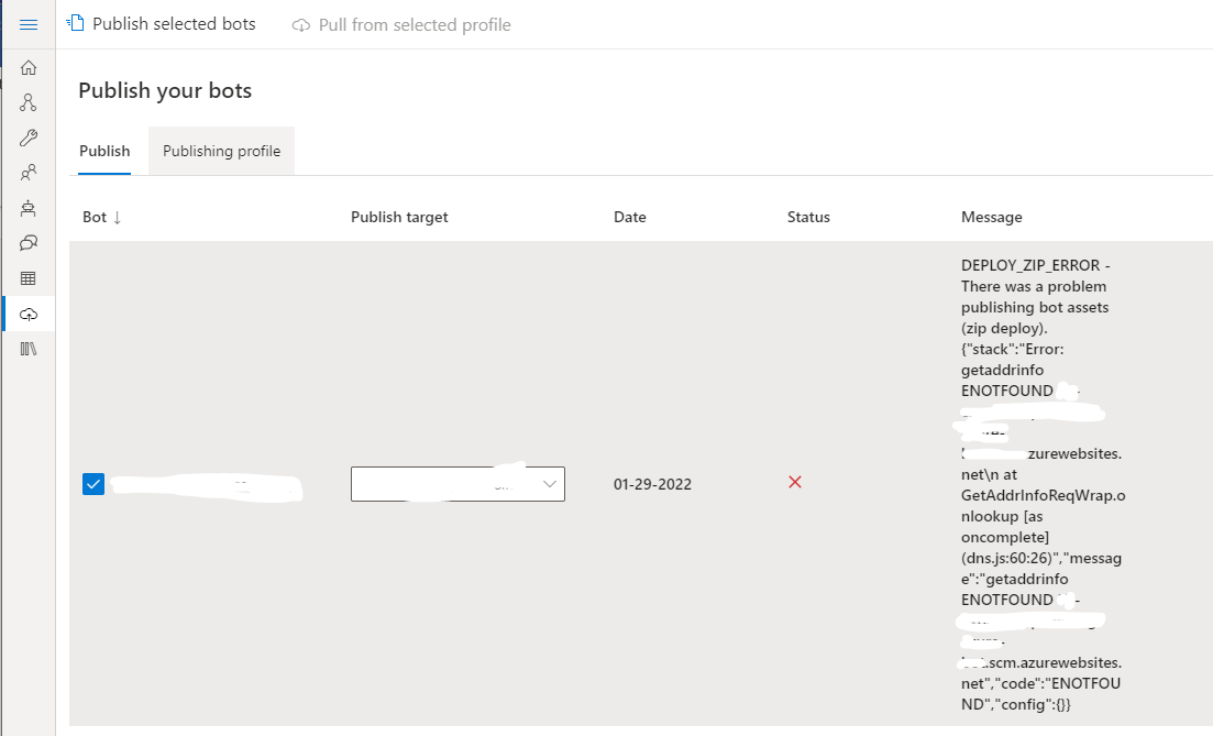 Unable to publish Azure bot though 'Import existing resources' alternative · Issue #8856 ...