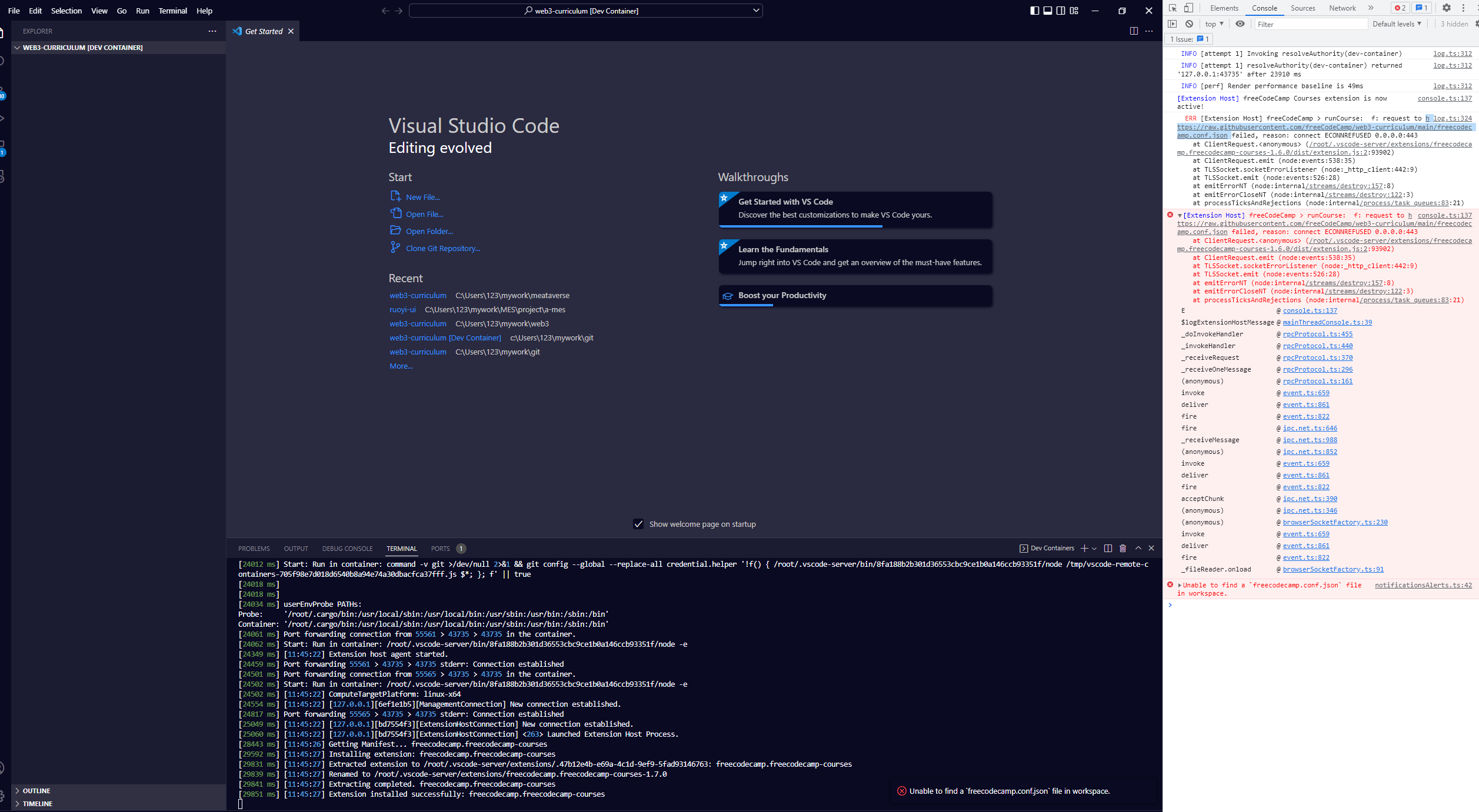 [help] Unable To Find A Nf Json File In Workspace · Issue 72 · Freecodecamp