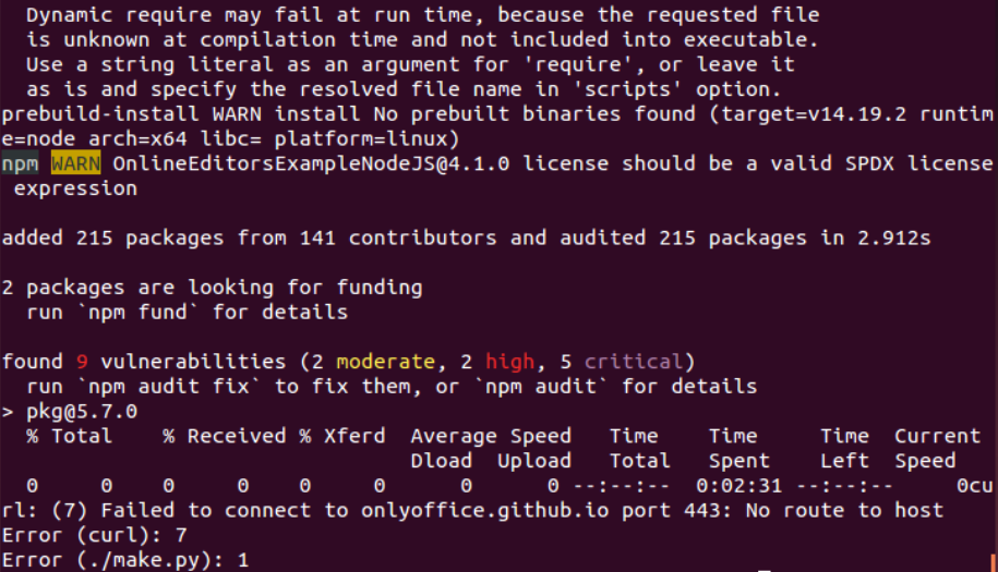 No route to host during compilation · Issue #476 · ONLYOFFICE/build_tools · GitHub