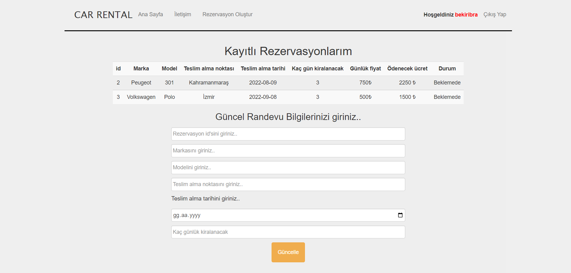 GitHub - BekirKurt/carRental