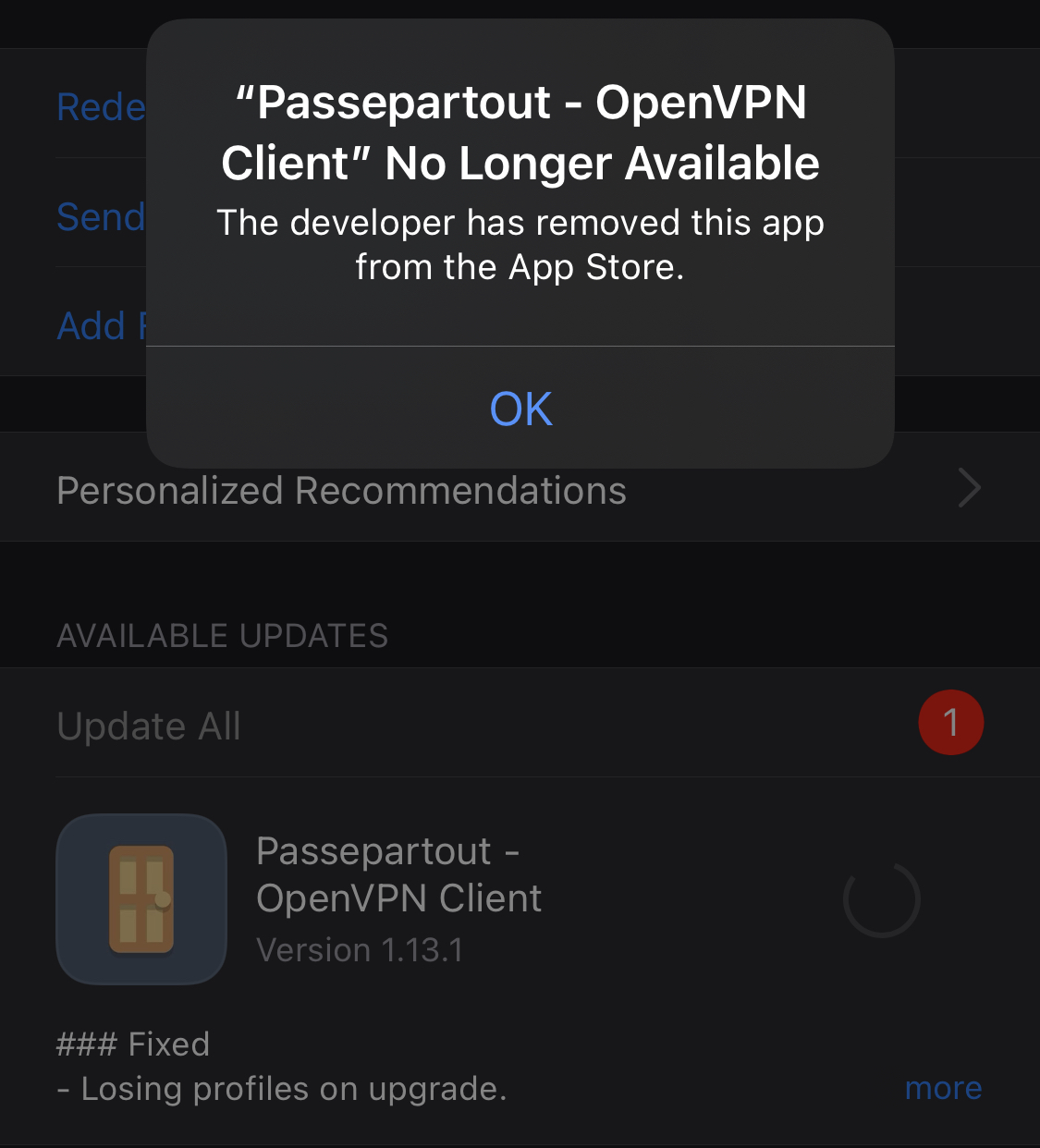Can't update to 1.13.1. App is no longer available in the iOS store error message. · Issue #168 ...