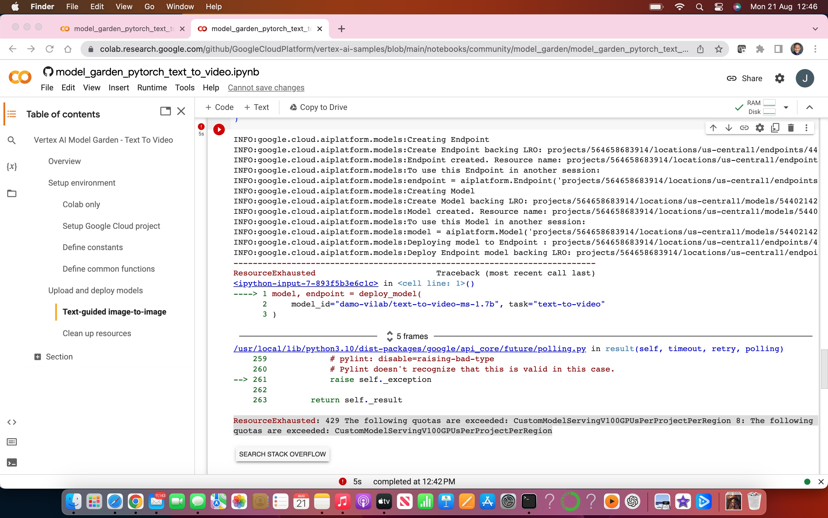 Quota Limit Exceeded in Model Garden · Issue #3956 · googlecolab/colabtools · GitHub