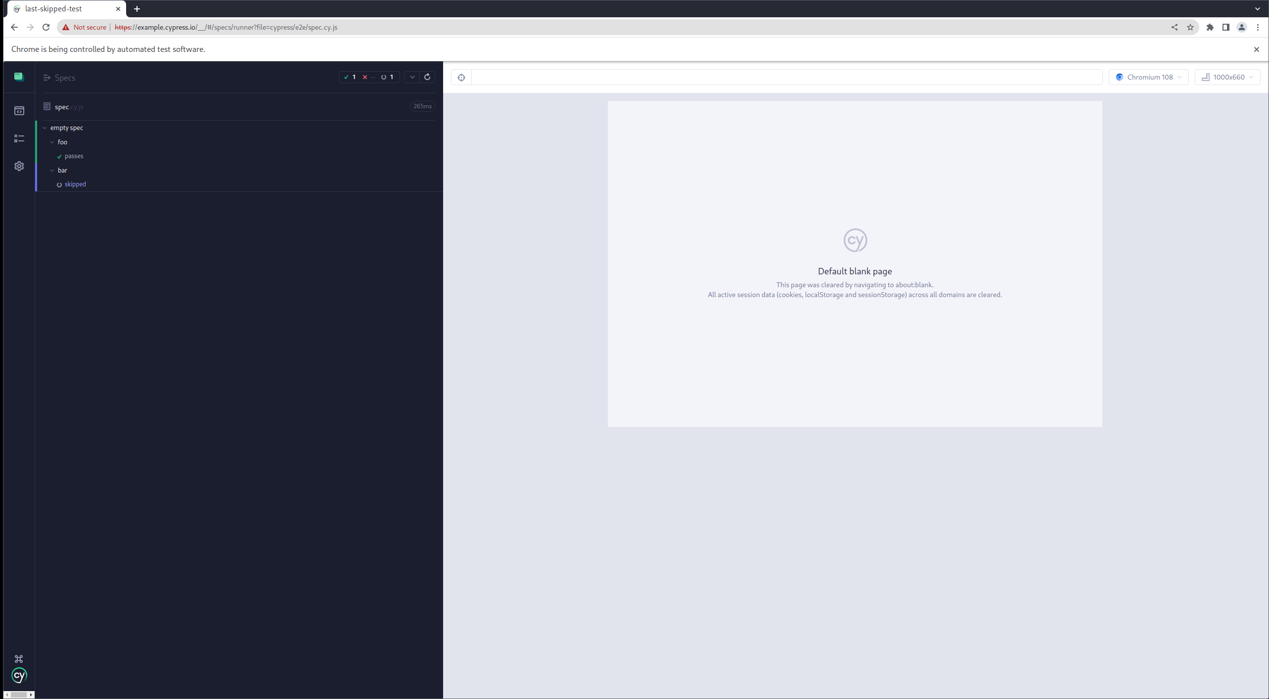 Skipped test clears the runner after finishing · Issue #25390 · cypress ...