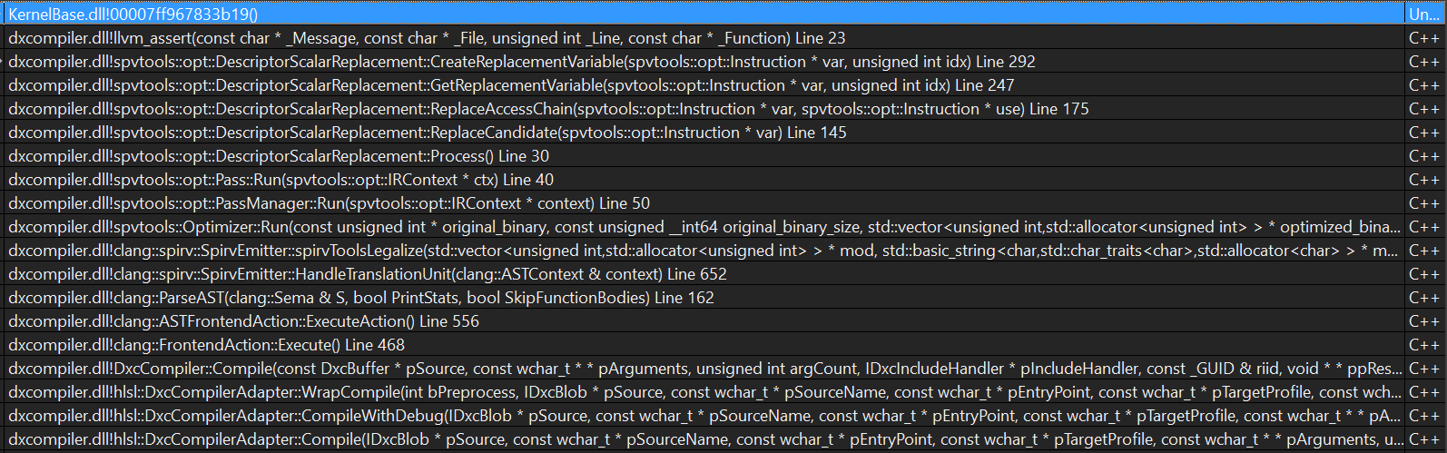 [SPIR-V] Assertion in DescriptorScalarReplacement::CreateReplacementVariable · Issue #3705 ...