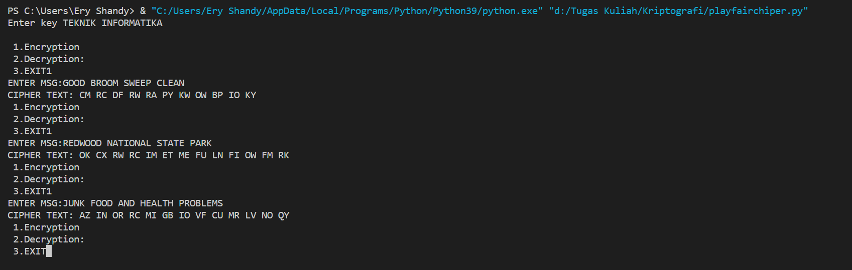 GitHub - eryshandy22/PlayfairCipher