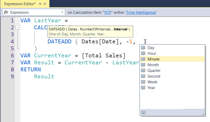 DATEADD's 3rd argument shows additional options · Issue #36 · TabularEditor/TabularEditor3 · GitHub