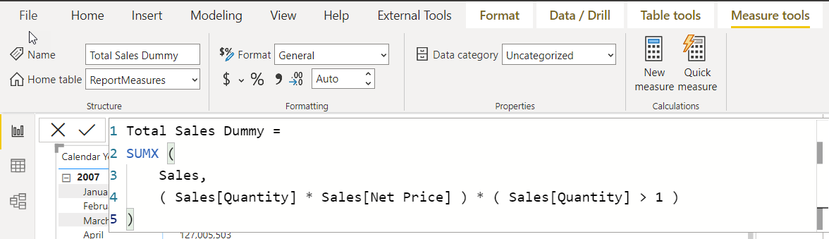 Measure with Boolean array operation causes format string to be ...