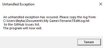 Crashes when opening a world · Issue #1428 · TEdit/Terraria-Map-Editor · GitHub