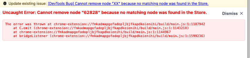 [DevTools Bug] Cannot remove node "XX" because no matching node was found in the Store. · Issue ...