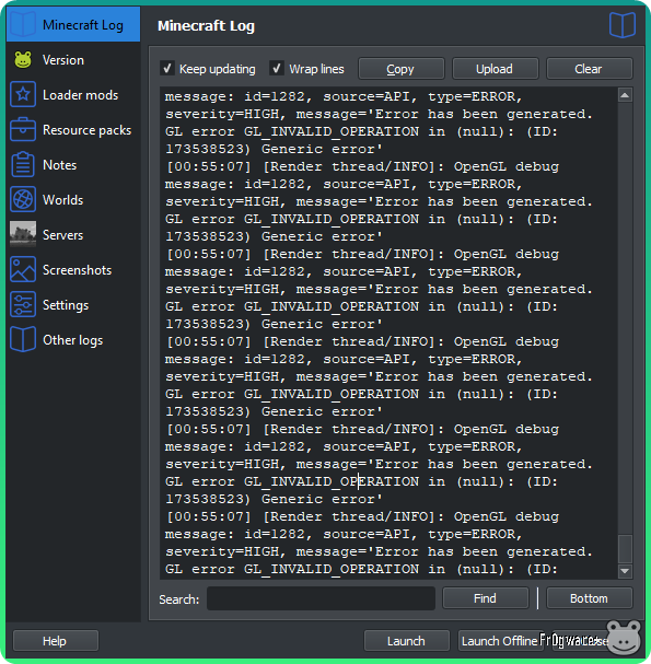 [Bug] Log flooded by GL error · Issue #1175 · MeteorDevelopment/meteor-client · GitHub