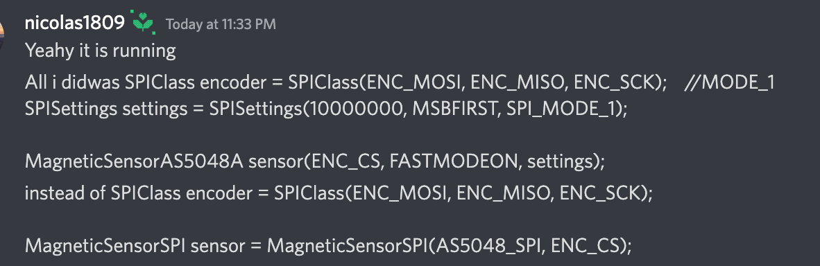Investigate AS5048A and MagneticSensorSPI · Issue #159 · simplefoc/Arduino-FOC · GitHub