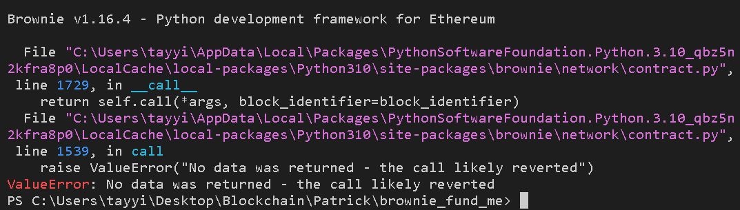 Lesson 6 ValueError: No data was returned - the call likely reverted · Issue #1287 ...