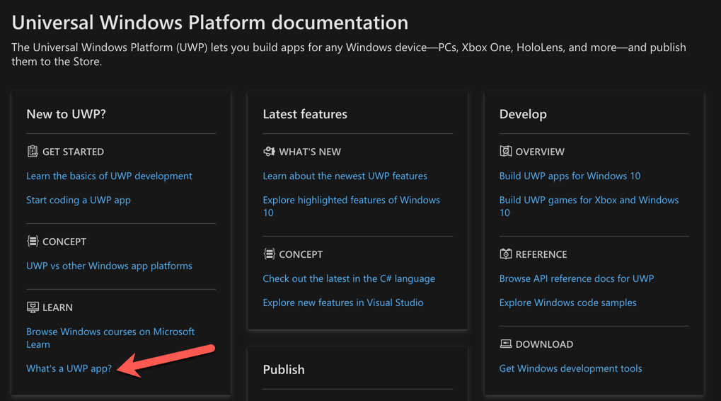 Broken link to "What's a UWP app?" on UWP Docs main page · Issue #2484 · MicrosoftDocs/feedback ...
