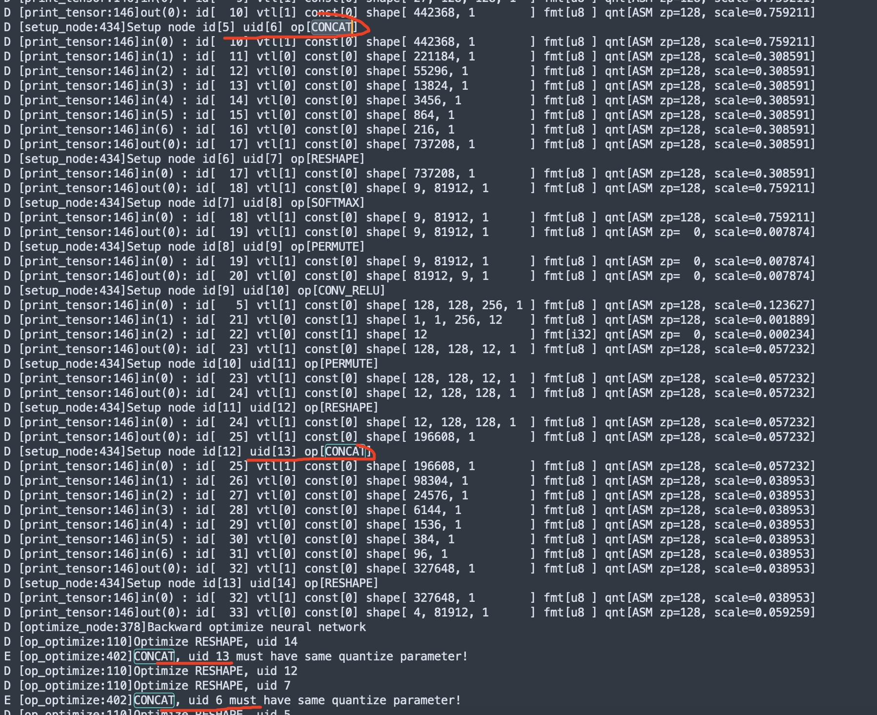 CONCAT, uid 6 must have same quantize parameter! in rockchip npu ...