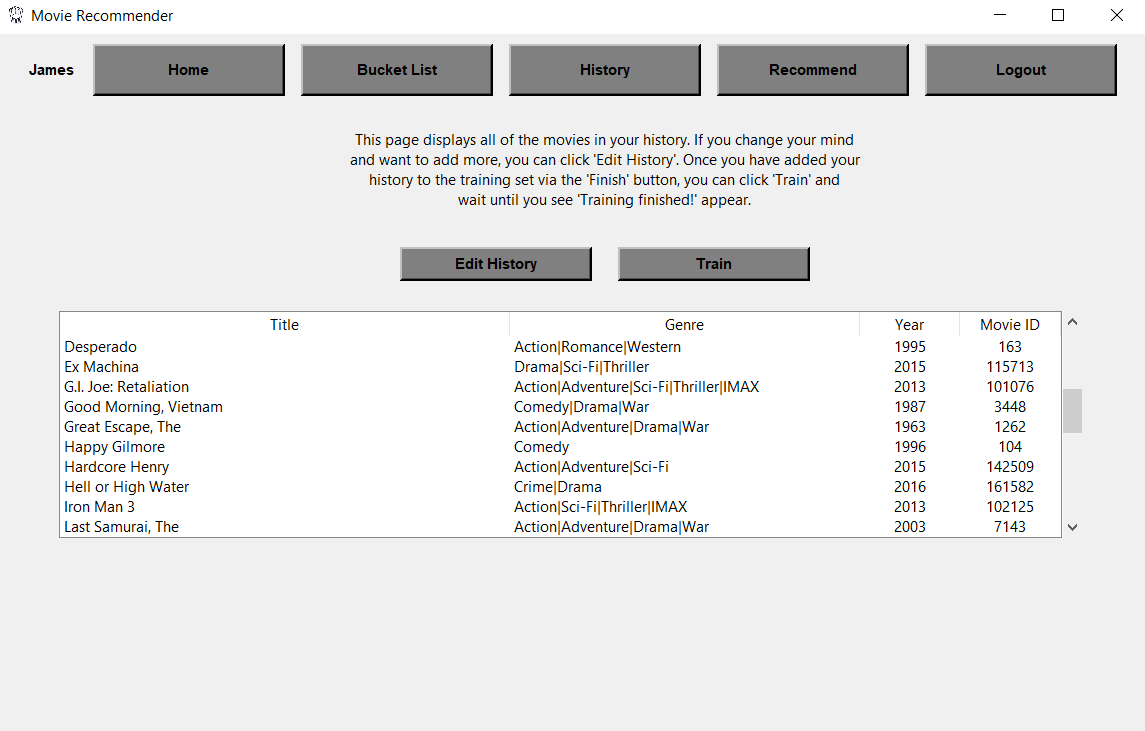 GitHub - jharbon/Movie-Recommendation-System-with-GUI: Used the Neural ...