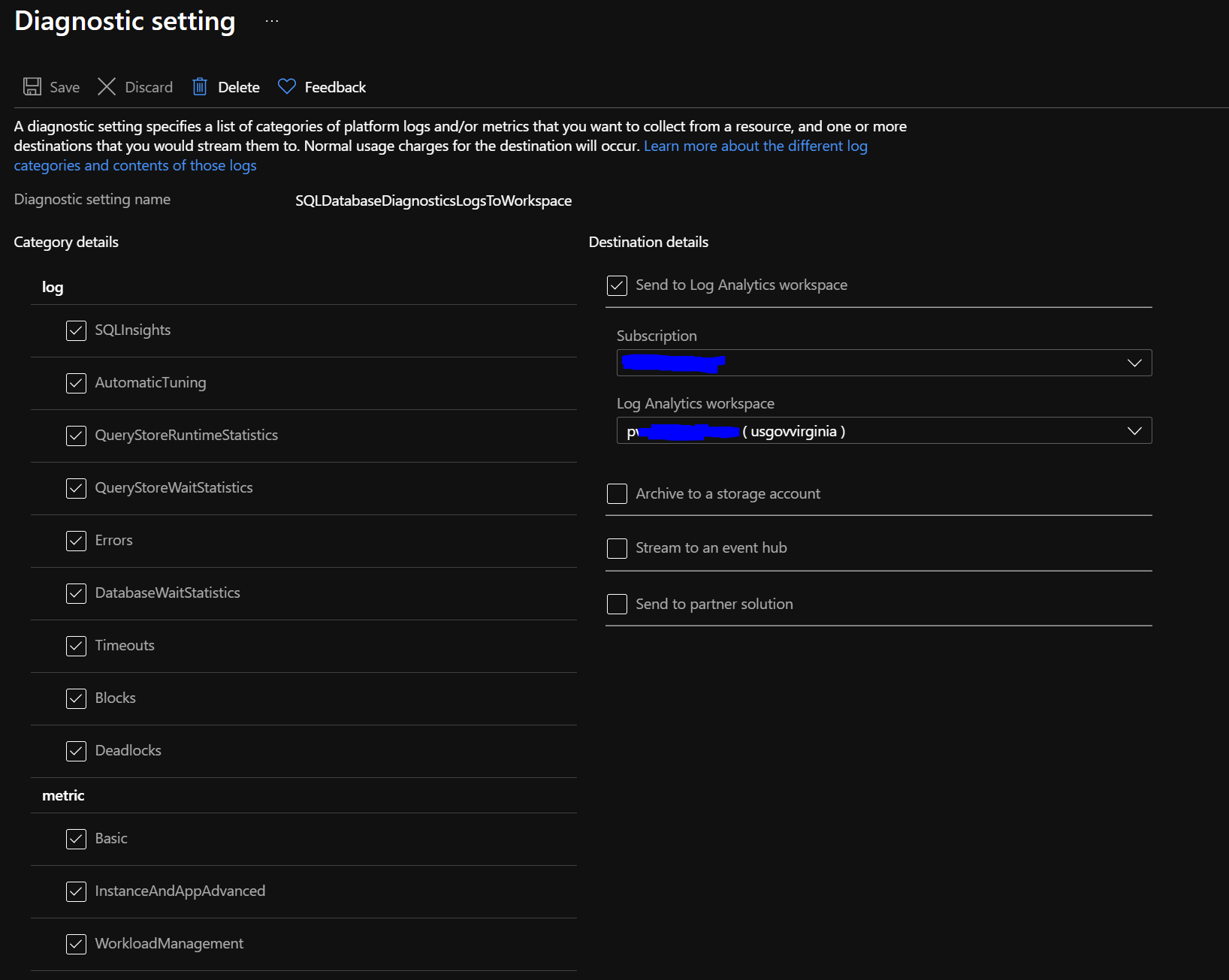 "Deploy - Configure diagnostic settings for SQL Databases to Log ...