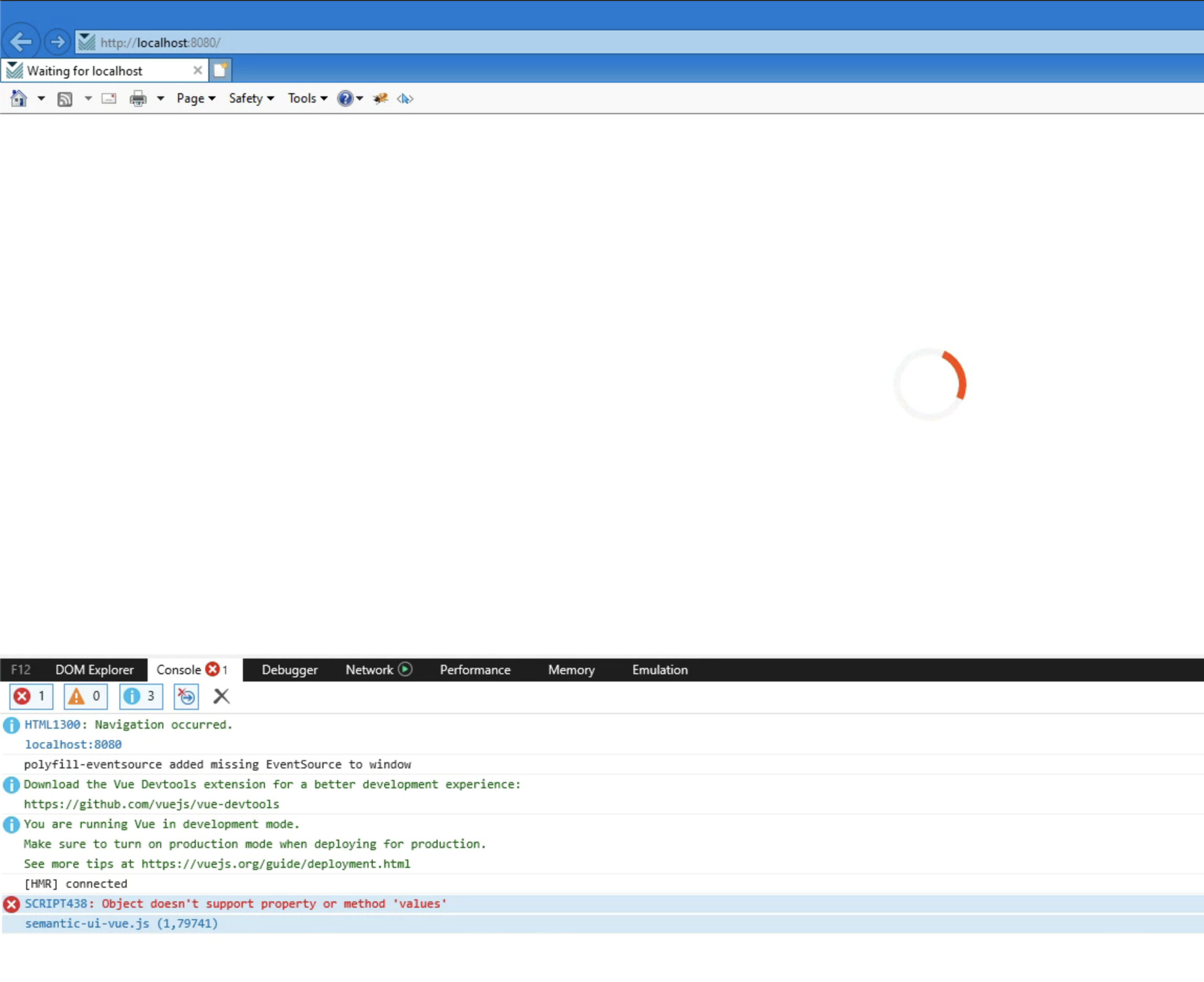 semantic-ui-vue.js Object doesn't support property or method 'values ...