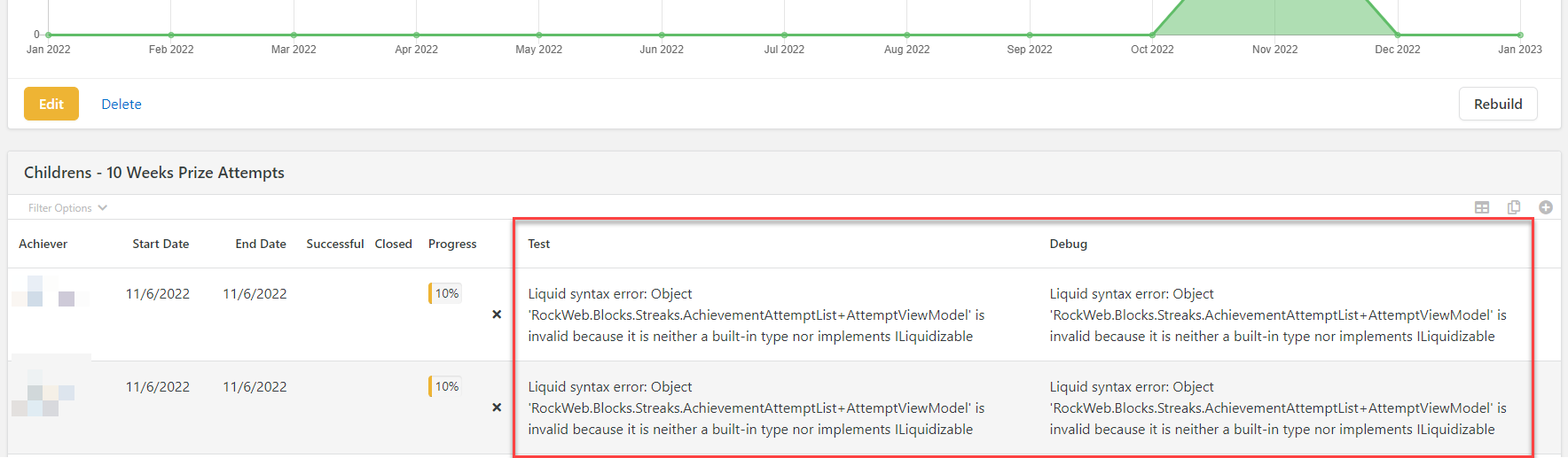 Achievement Attempt List Block Custom Columns Invalid Because It Is Neither A Built In Type Nor