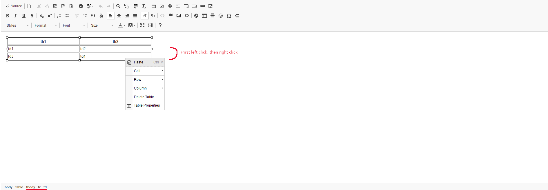 First right click in table always selects the first header cell instead · Issue #2795 · ckeditor ...