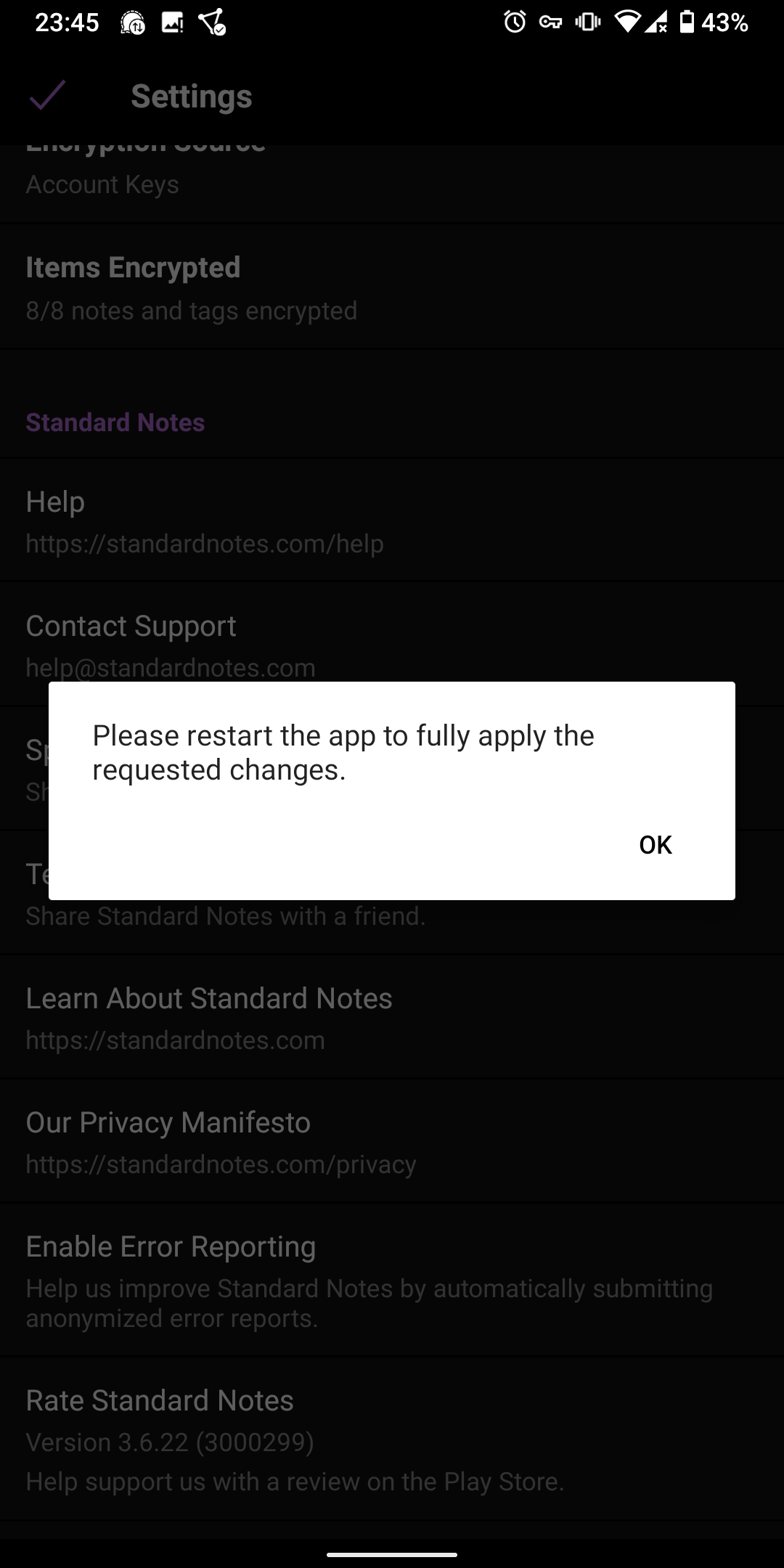 Change white notifications to a dark one · Issue #447 · standardnotes ...