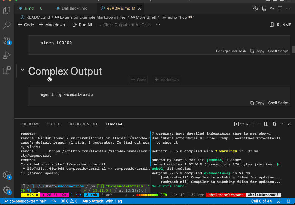 Duplicate Output Of New Pseudo Terminal When Task Gets Cancelled · Issue 113 · Statefulvscode
