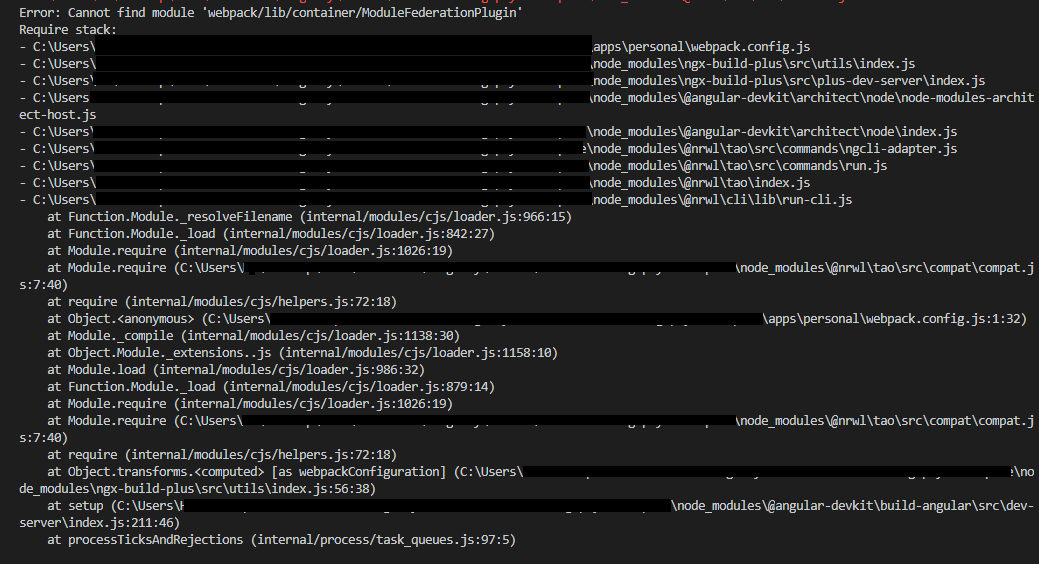 Error: Cannot find module 'webpack/lib/container/ModuleFederationPlugin' In Angular 12 · Issue ...
