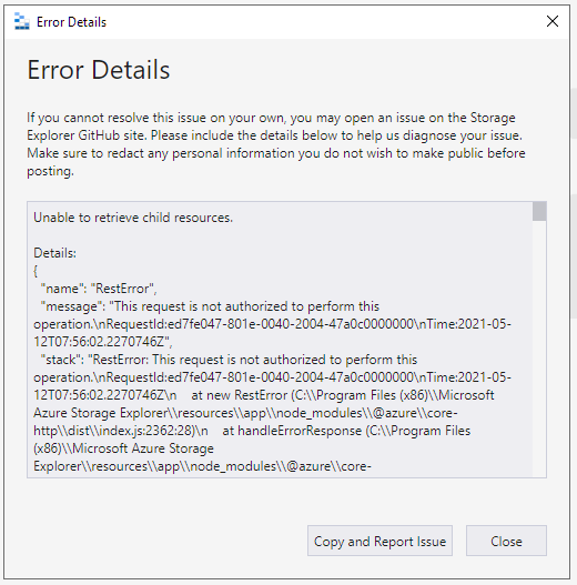 Unable to retrieve child resources - Cannot access blob containers · Issue #4446 · microsoft ...