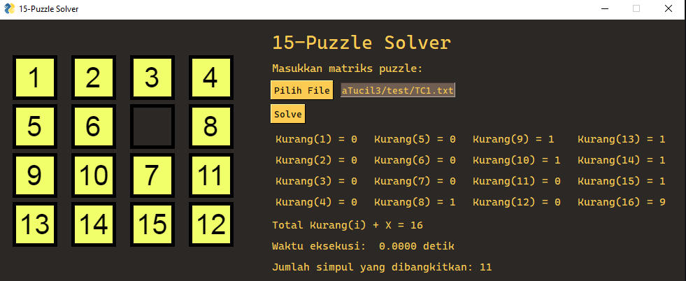 GitHub - JeremyRio/15-Puzzle-Solver: Tugas Kecil 3 IF2211 Strategi Algoritma