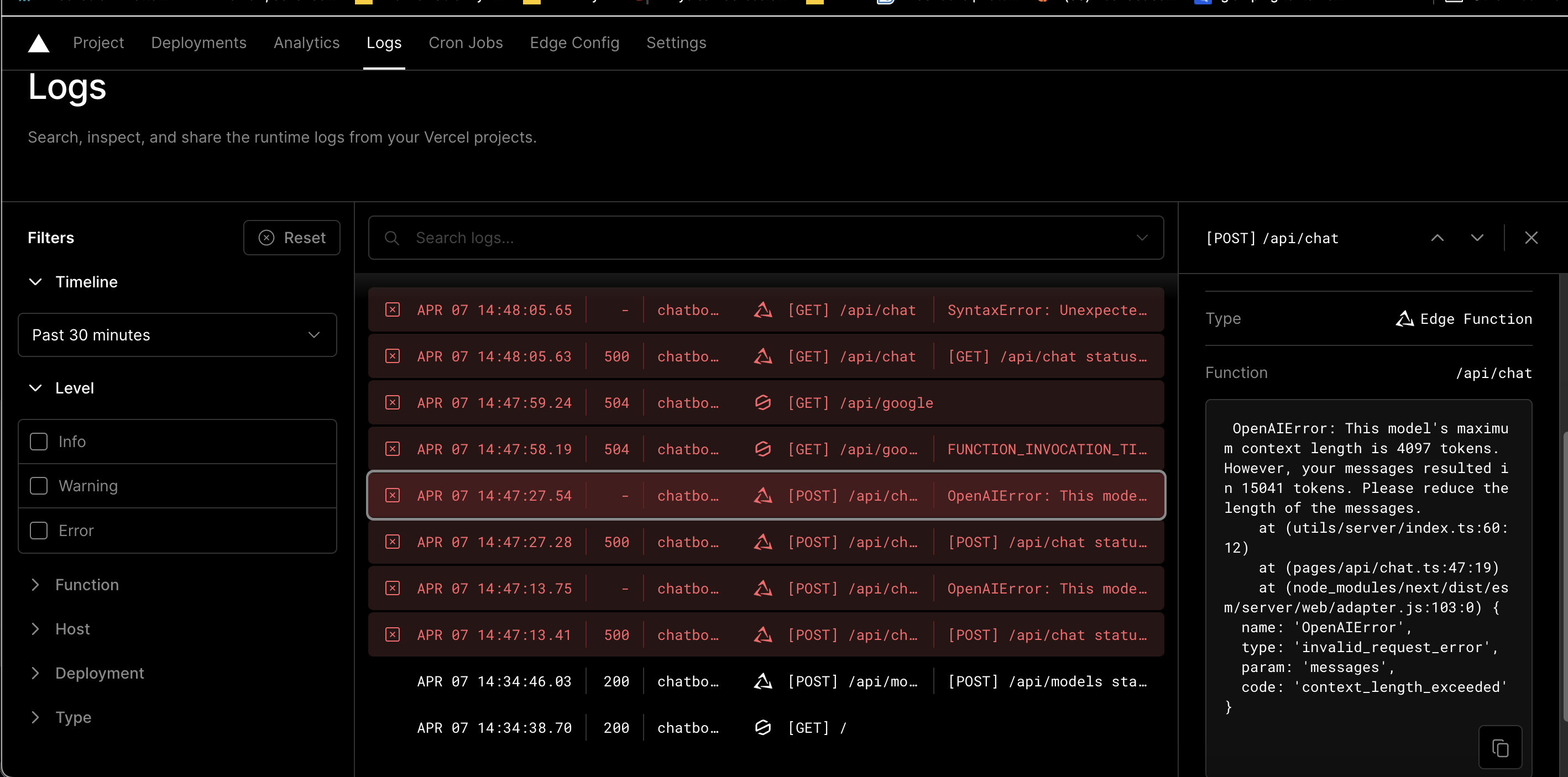 500 Error => https://www.chatbotui.com/api/chat · Issue #413 · mckaywrigley/chatbot-ui · GitHub