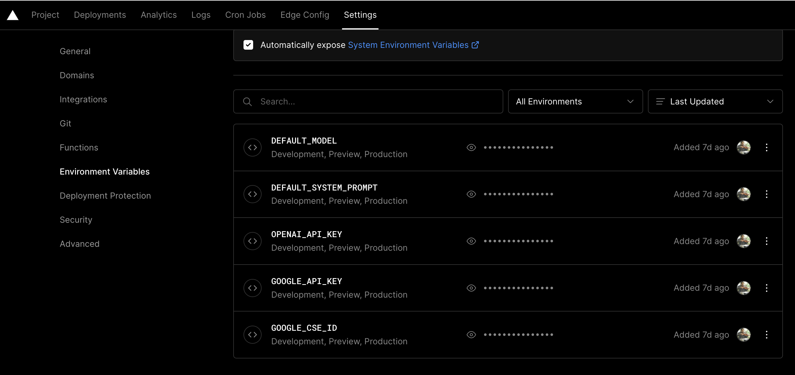 Where should I put OPENAI_API_KEY to host my own Vercel? · Issue #501 · mckaywrigley/chatbot-ui ...