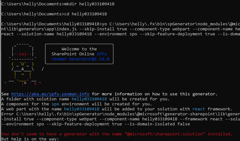 Run locally installed sp generator by path fail · Issue #7865 · SharePoint/sp-dev-docs · GitHub