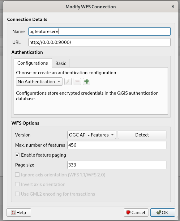 WFS/QgsOapifProvider does not take the pageSize from the dialog into account · Issue #49404 ...