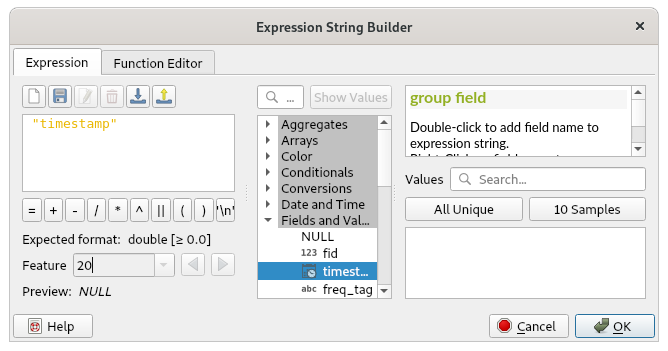 Preview of Expression String Builder 'freezes' if Feature id higher then available · Issue ...