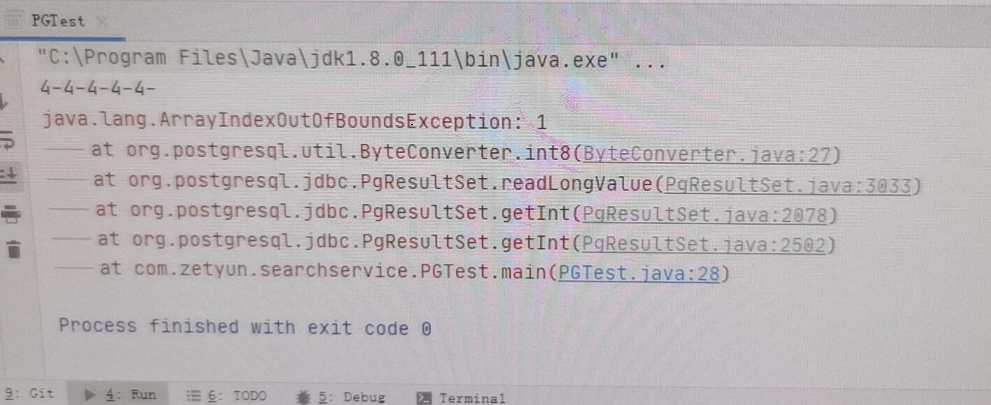 ArrayIndexOutOfBoundsException while executing a select the sixth time ...