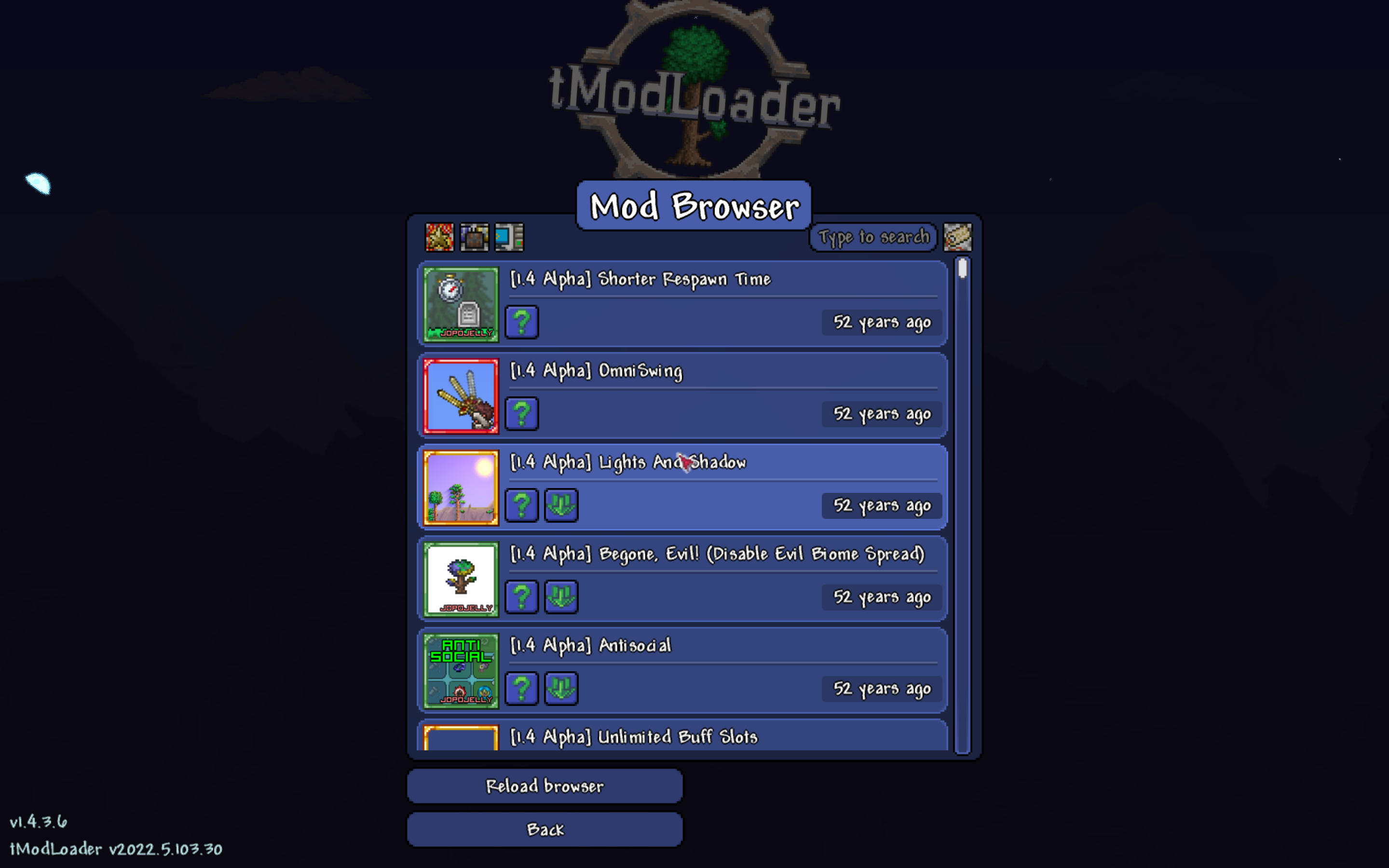 Mod Browser Not Showing All Mods not Updating TModLoader TModLoader