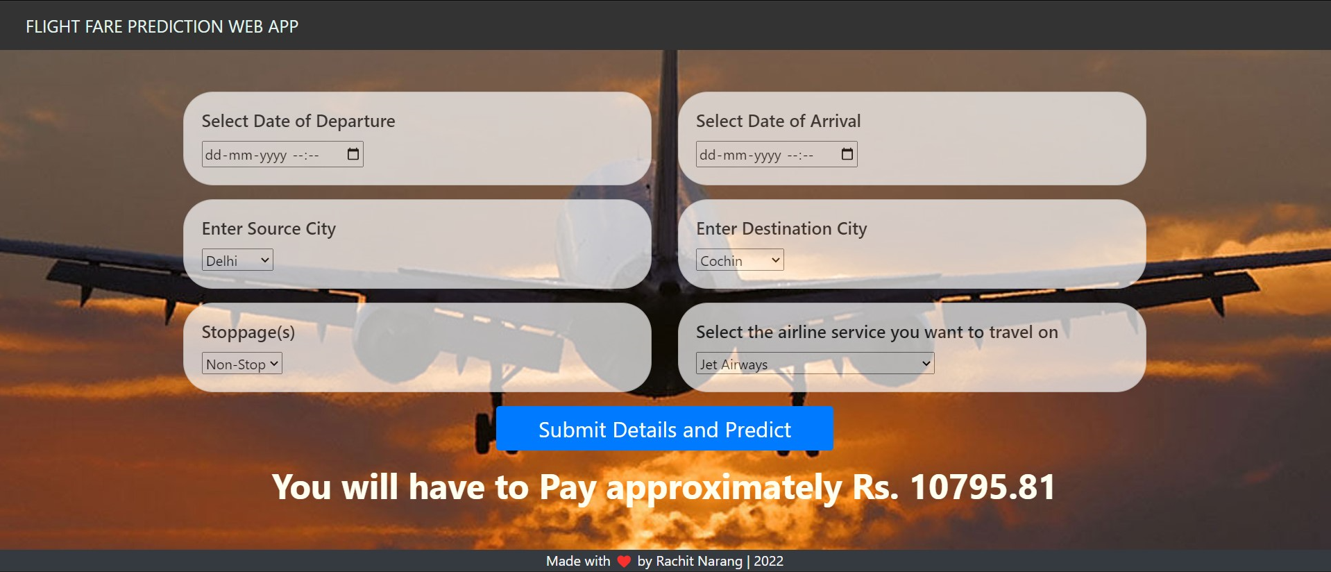 GitHub - rachit1711/Flight-Fare-Prediction-App: A Web Application that ...