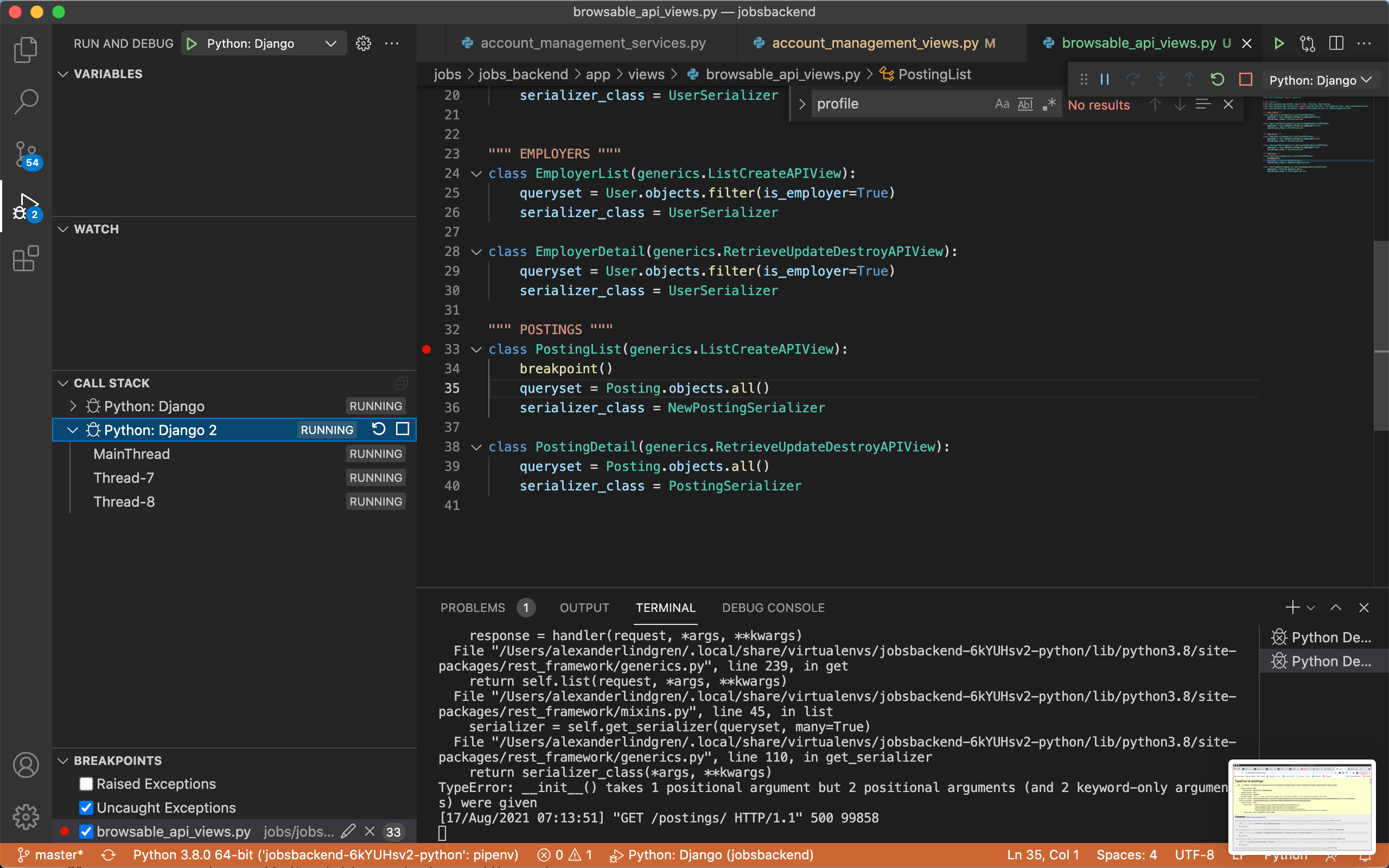 Debugger in VScode not stopping at breakpoints (Python and Django) · Issue #698 · microsoft ...