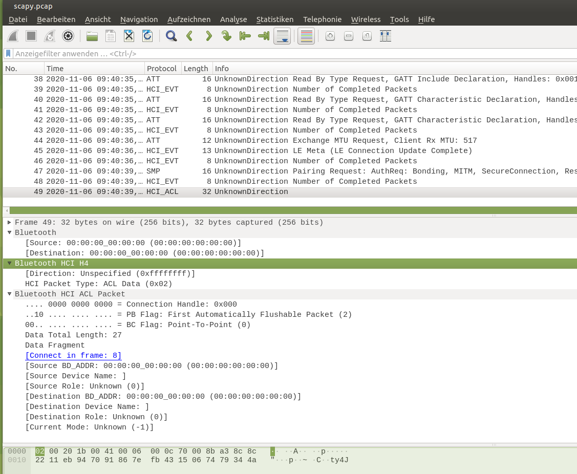 Bluetooth Low Energy Packet SM_Public_Key received via ...