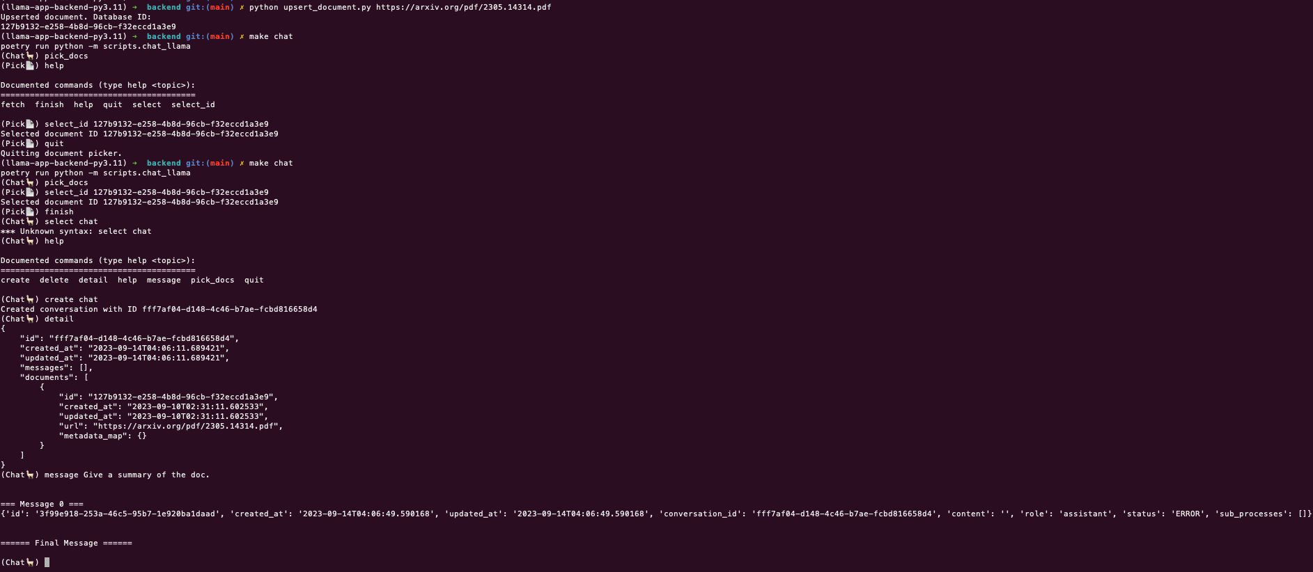 Not able to chat with my custom document · Issue #19 · run-llama/sec-insights · GitHub