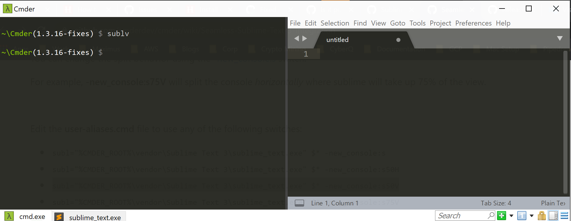 Sublime Text Integration · Issue #2365 · cmderdev/cmder · GitHub